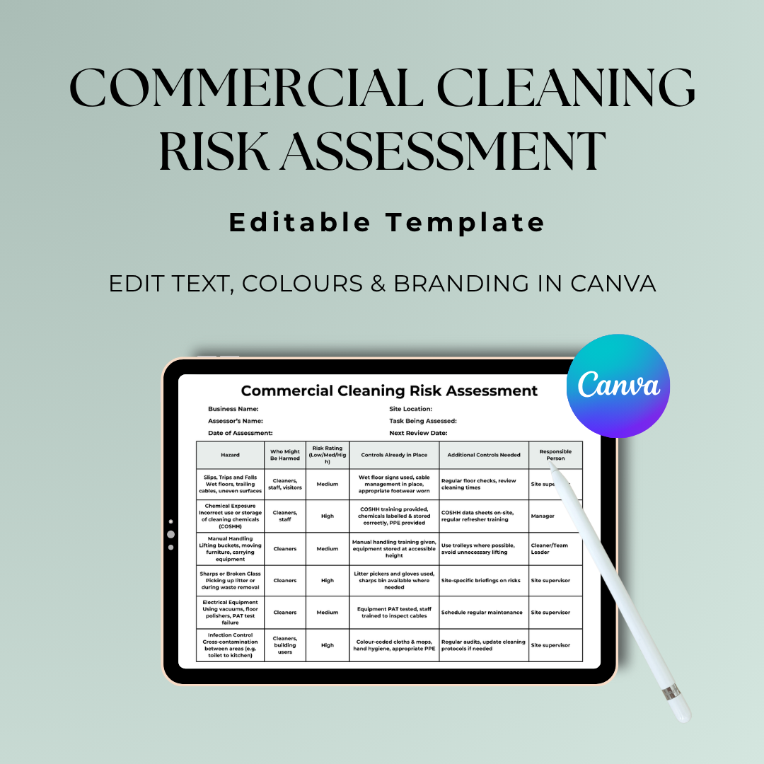 Commercial Cleaning Risk Assessment Template – Cleaning 101